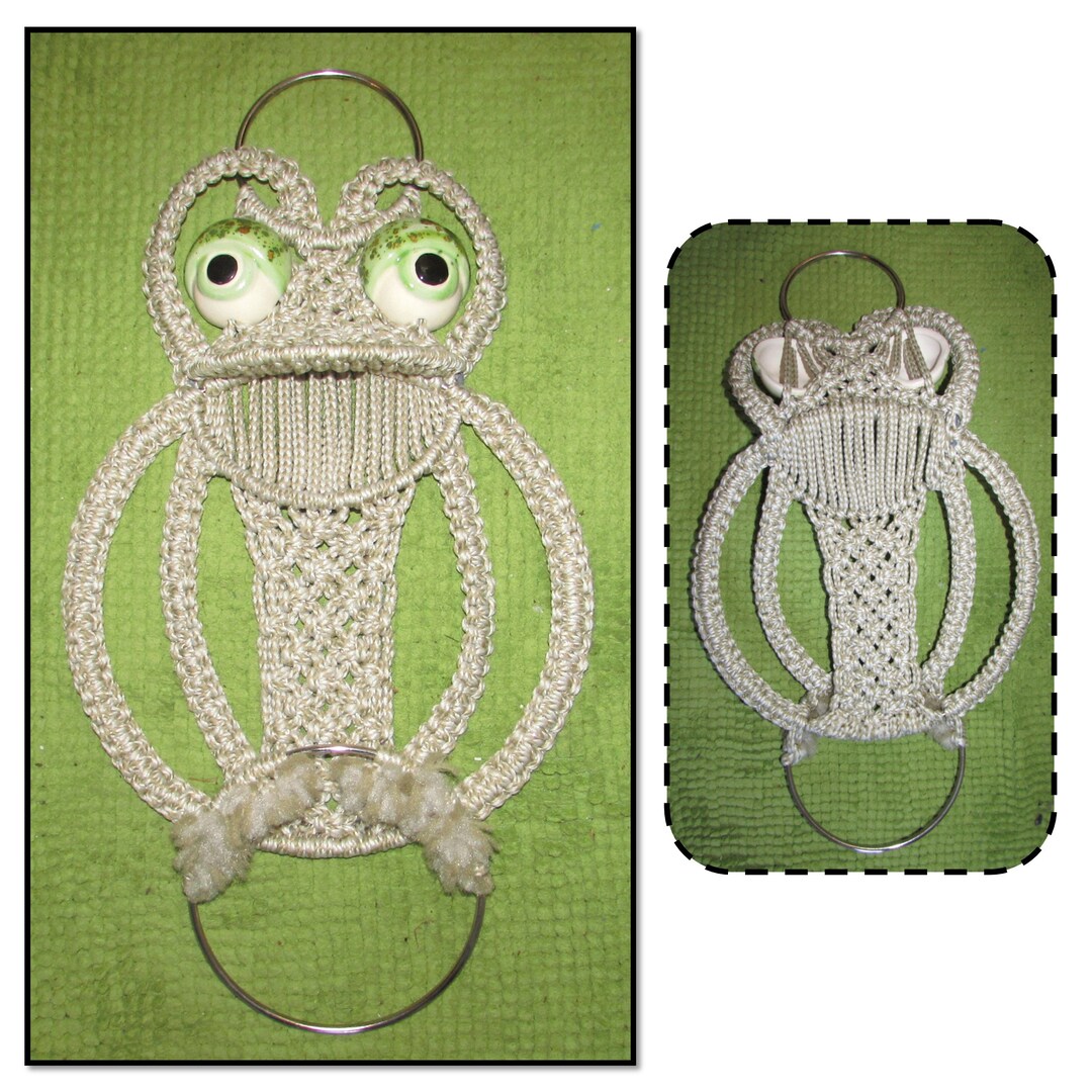 Vintage Macrame Frog Wall Hanging With Ceramic Eyes - Etsy