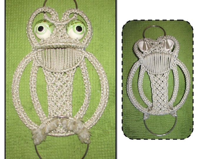Vintage Macrame Frog Wall Hanging With Ceramic Eyes - Etsy