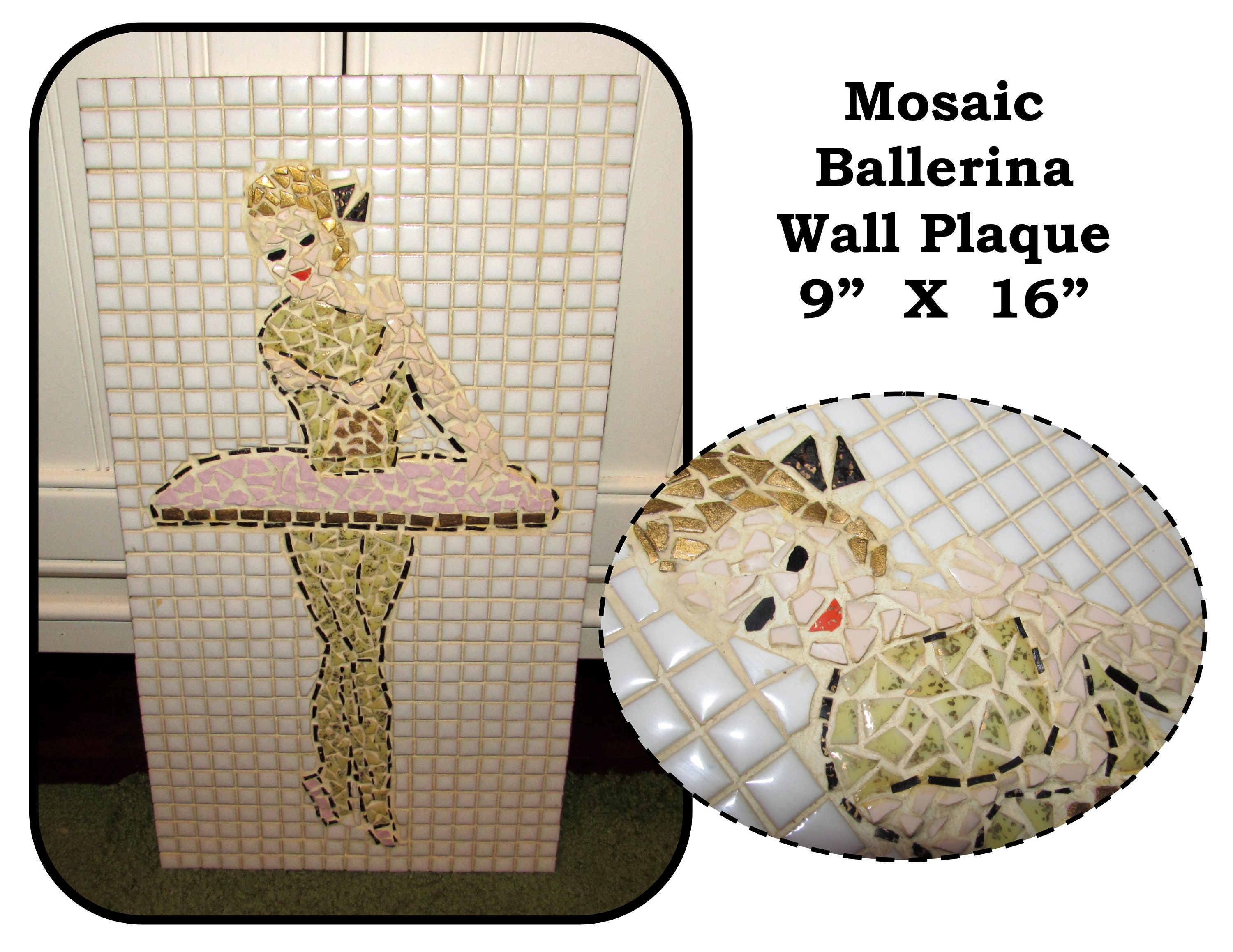 Vintage Mosaic Tile Wall Plaque of Ballerina Ballet Dancer | Etsy