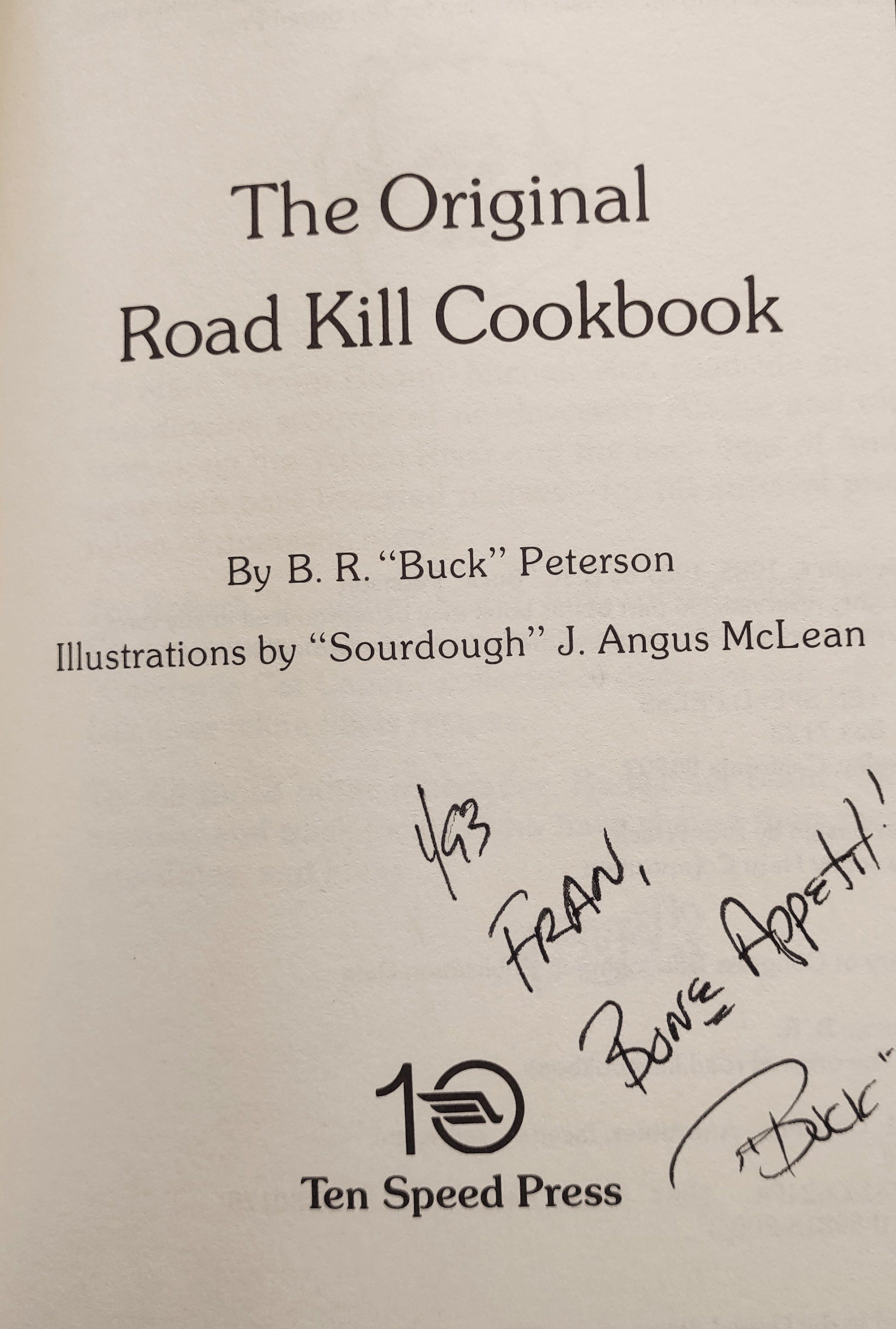Vintage 1987 the Original Road Kill Cookbook by B R Buck Peterson ...