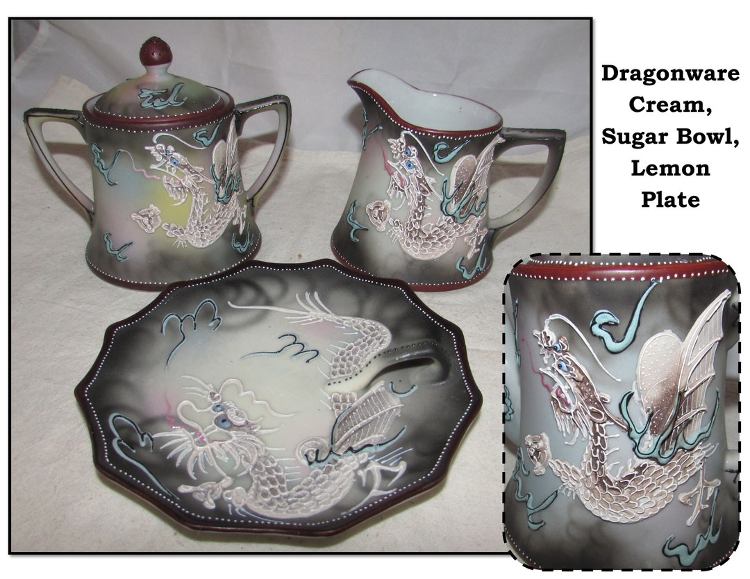 Antique Japanese Dragonware Creamer Sugar Bowl and Lemon - Etsy