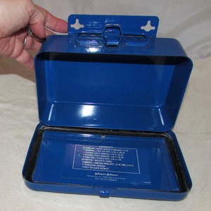 Vintage Blue Metal First Aid Emergency Kit Wall Mount Box for Johnson ...