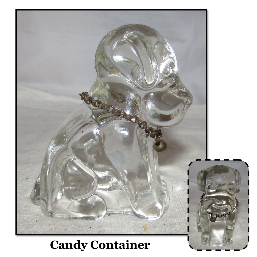 Vintage Clear Glass Mopey Puppy Dog Candy Container - Etsy