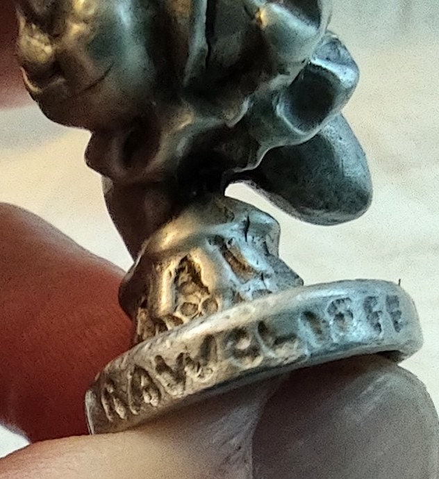 Vintage Pewter Tooth Fairy Angel Box With Rhinestone Halo W/ Flocked ...