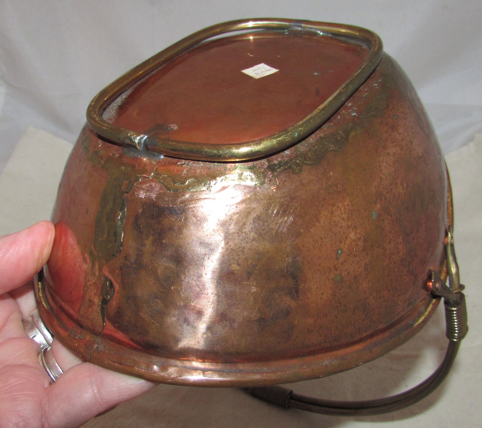 Vintage Hammered Copper Basket With Brass Handle & Accents - Etsy