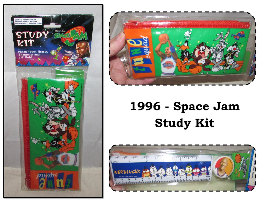 Vintage 1996 Space Jam Study Kit, Michael Jordan, NOS, Pencil Pouch ...