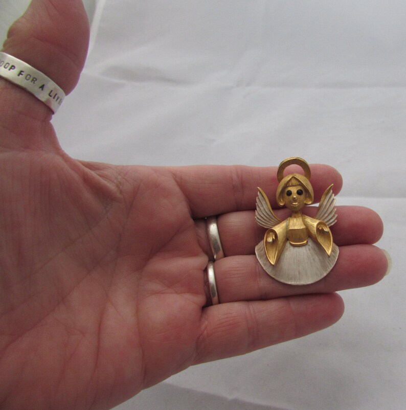 Vintage Carole Inc. Gold Plated Angel Pin Brooch Ruby Red - Etsy