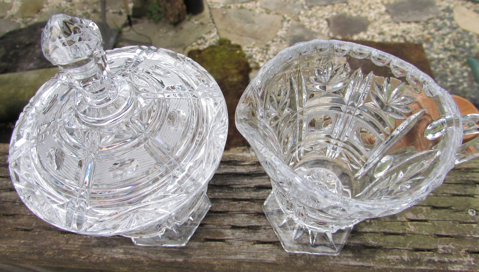Vintage Heavy Cut Lead Crystal Cream & Lidded Sugar Set With | Etsy