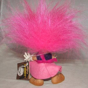 Vintage 1973 Happy Hobbit Girl Troll Doll W/ Pink Hair & Felt Dress by ...