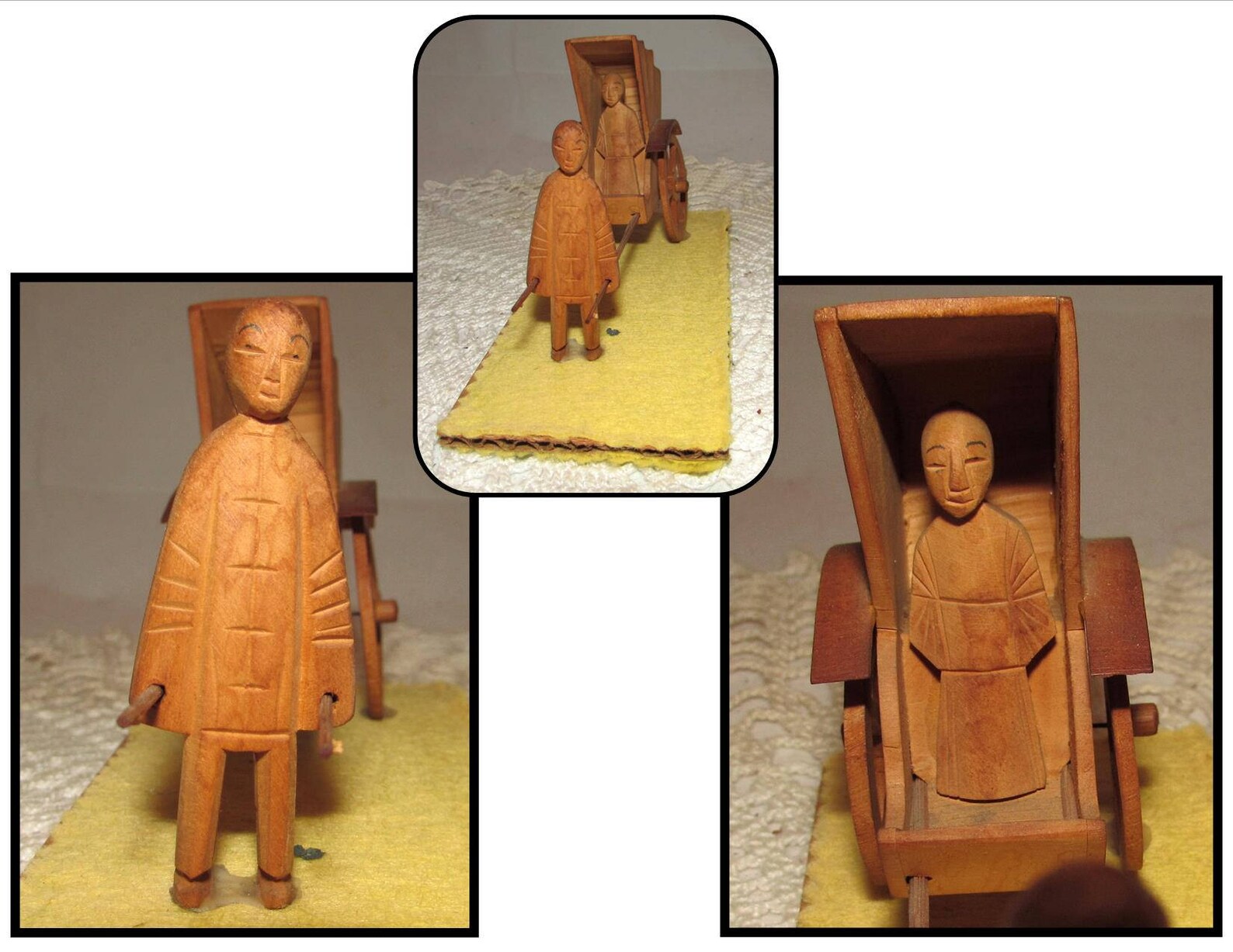 2 Vintage Chinese Rickshaw Figures Metal Toy & Bamboo Wood | Etsy