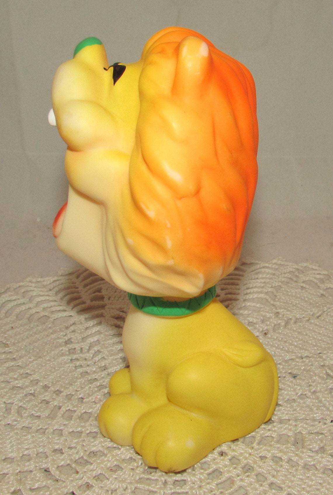 Vintage Yellow Roaring Lion Squeak Toy by Ninohira of Japan BONUS Lion ...