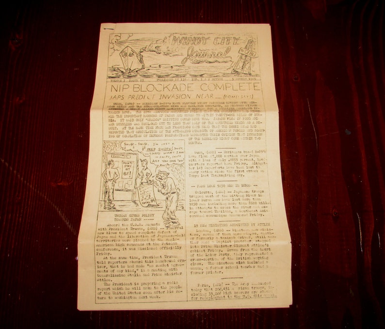 Vintage 1945 Military Base Camp Newspaper Windy City Journal - Etsy