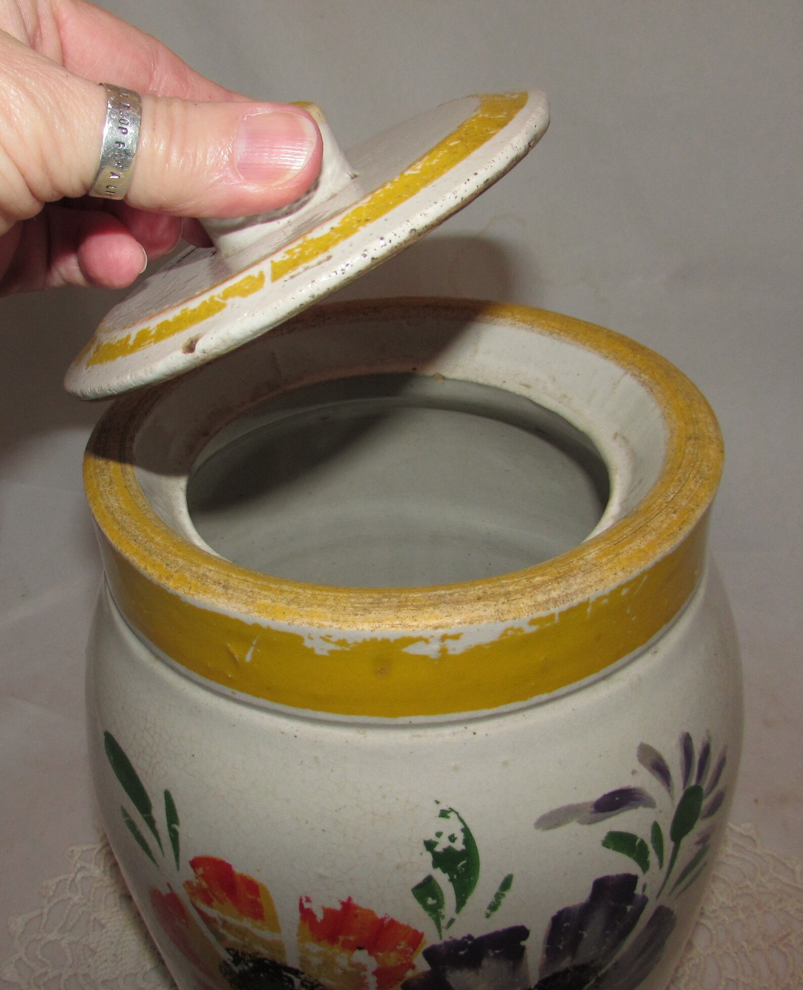 Vintage Hand Painted Pottery Crock Cookie Jar W/ Poppy Flowers - Etsy