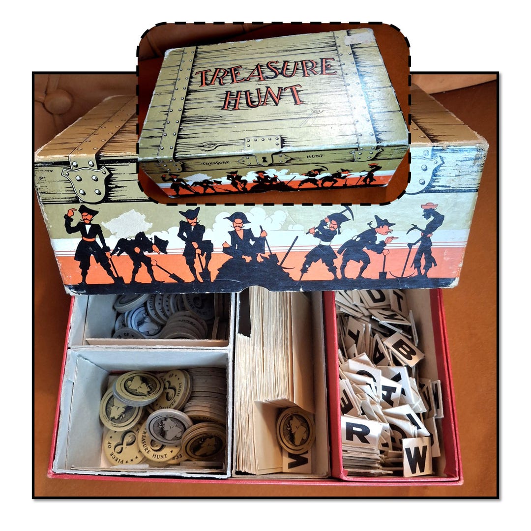 Vintage 1940 Spelling Board Game, Treasure Hunt by Cadaco Ellis 3rd ...