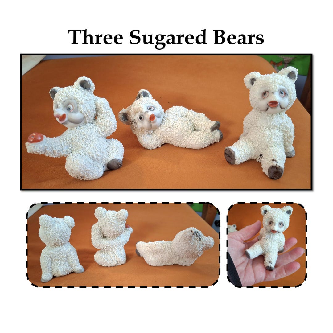 Set of 3 - Vintage Sugared Porcelain Tumbling Bear Figurines - Etsy