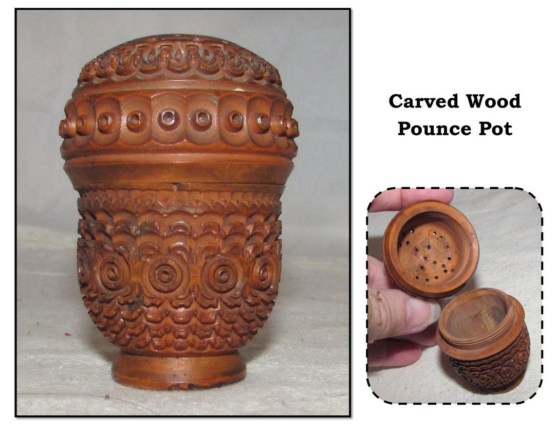 Antique Carved Wood Treen Pounce Pot Sander - Etsy