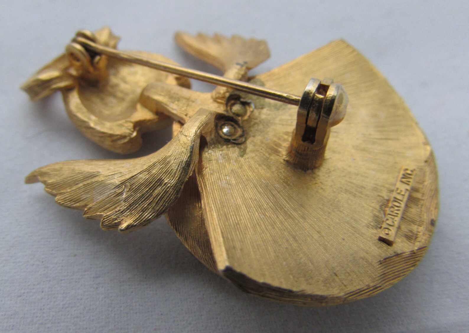 Vintage Carole Inc. Gold Plated Angel Pin Brooch Ruby Red - Etsy