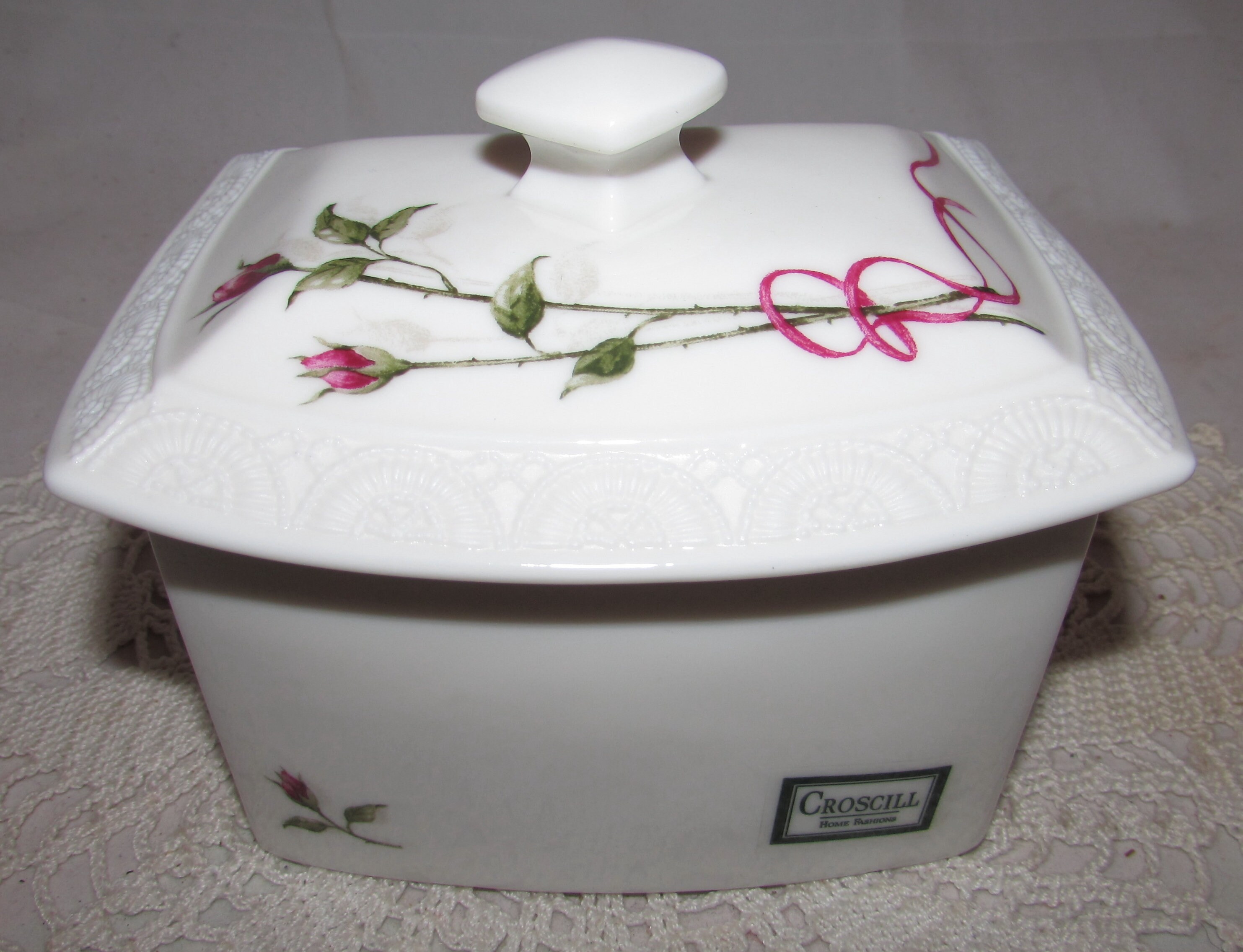 Vintage White Ceramic Rectangle Vanity Box With Asian Pagoda | Etsy