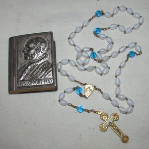 Vintage Book Shaped Pope Rosary Box, Pius XII Pontifex Maximus With ...