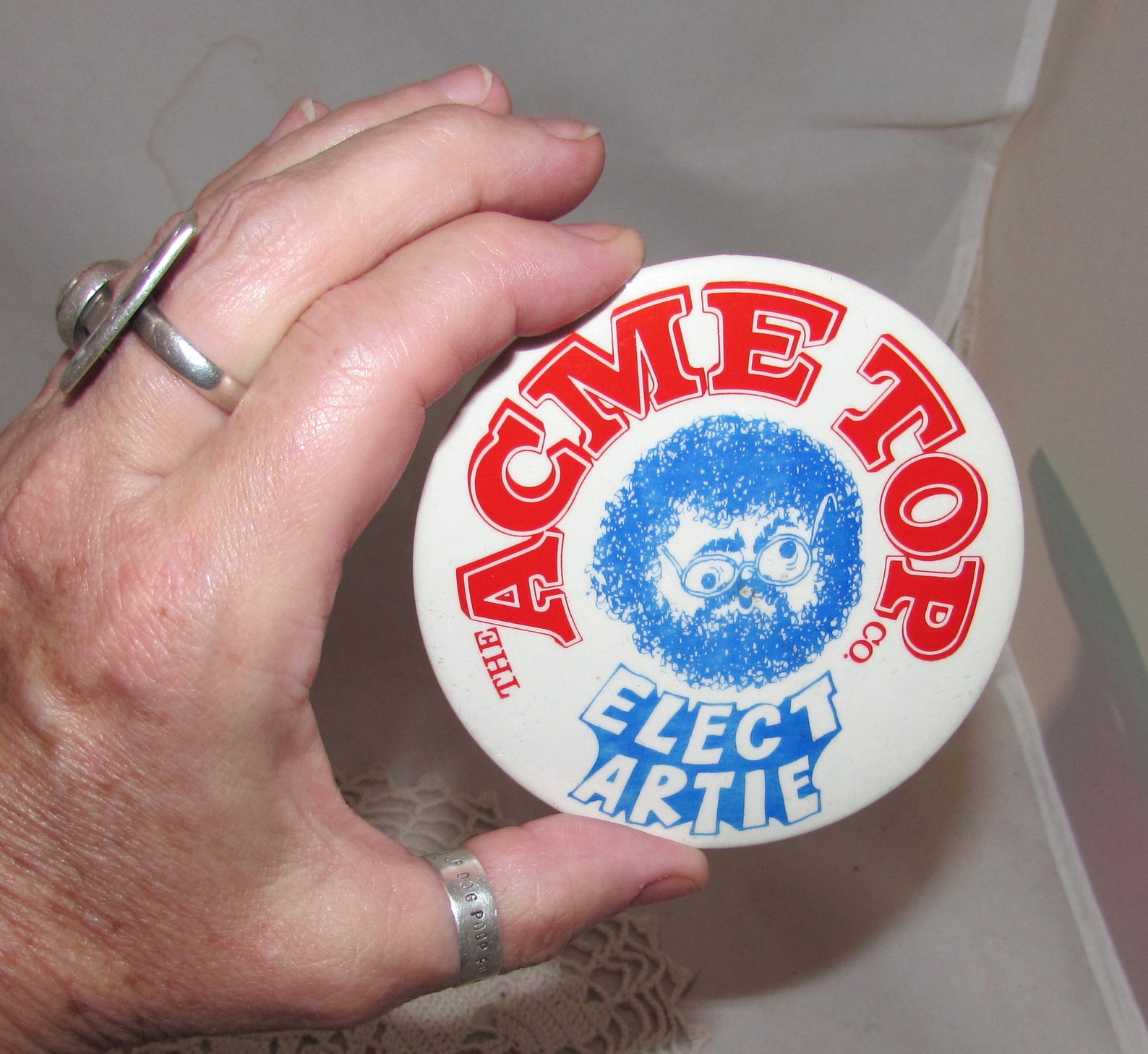 Large Vintage Button Pin, the Acme Top Co, Elect Artie - Etsy