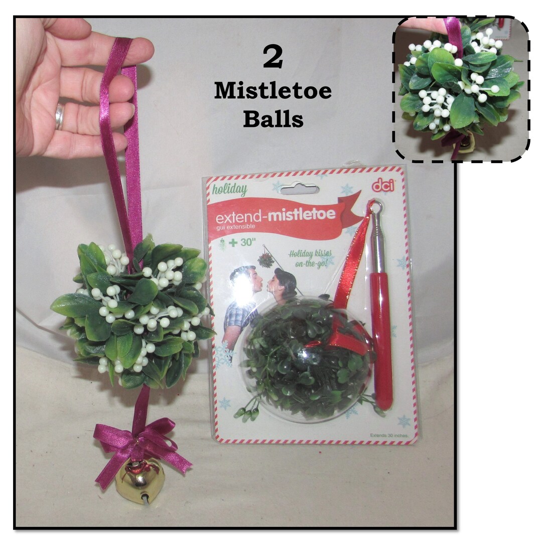 Vintage Plastic Hanging Mistletoe Ball Ornament & BONUS Portable ...