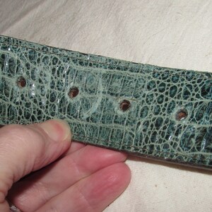 Vintage Green Alligator Print Leather Slouch Belt With Pyramid Shaped ...