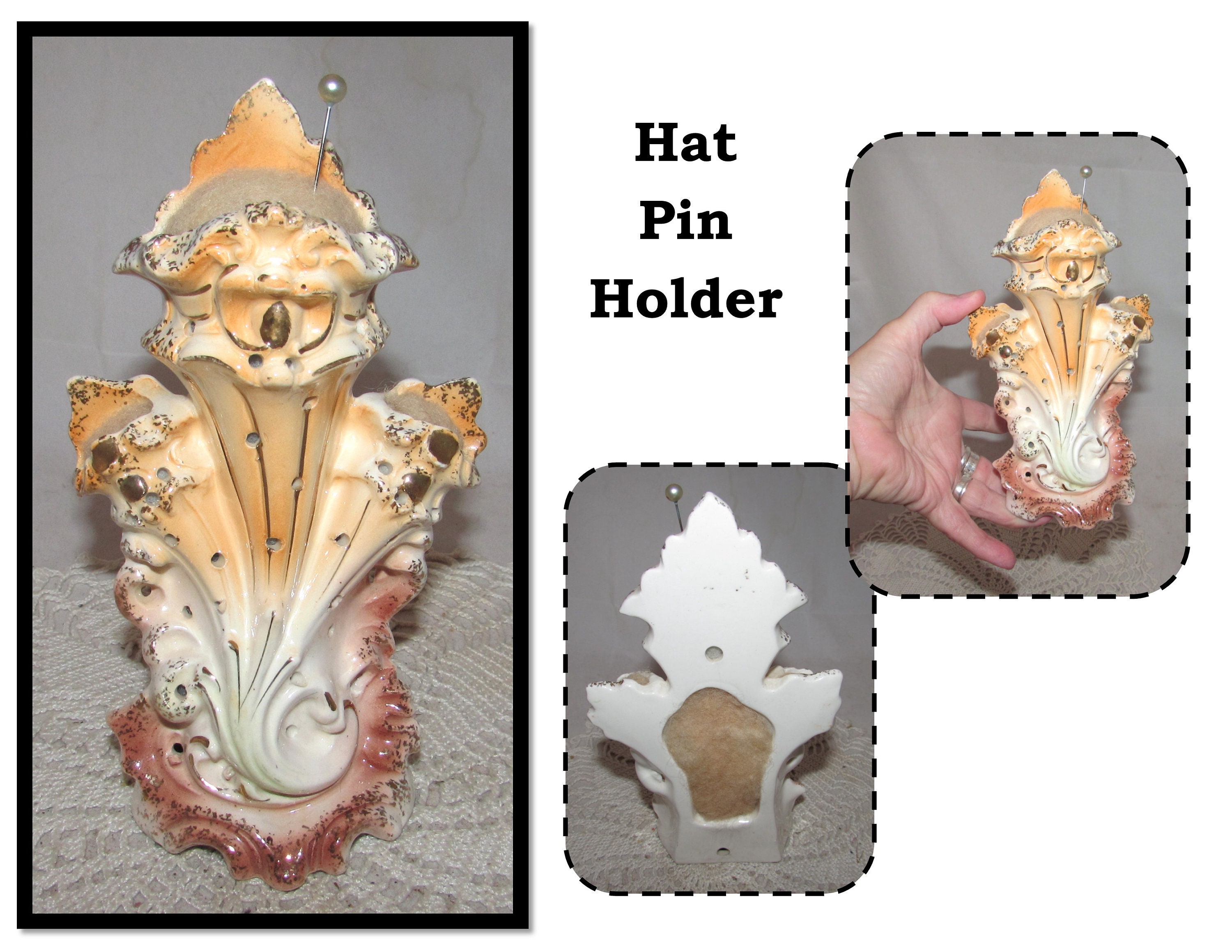 Antique Ornate Ceramic Hat Pin Holder 53 / 590 | Etsy