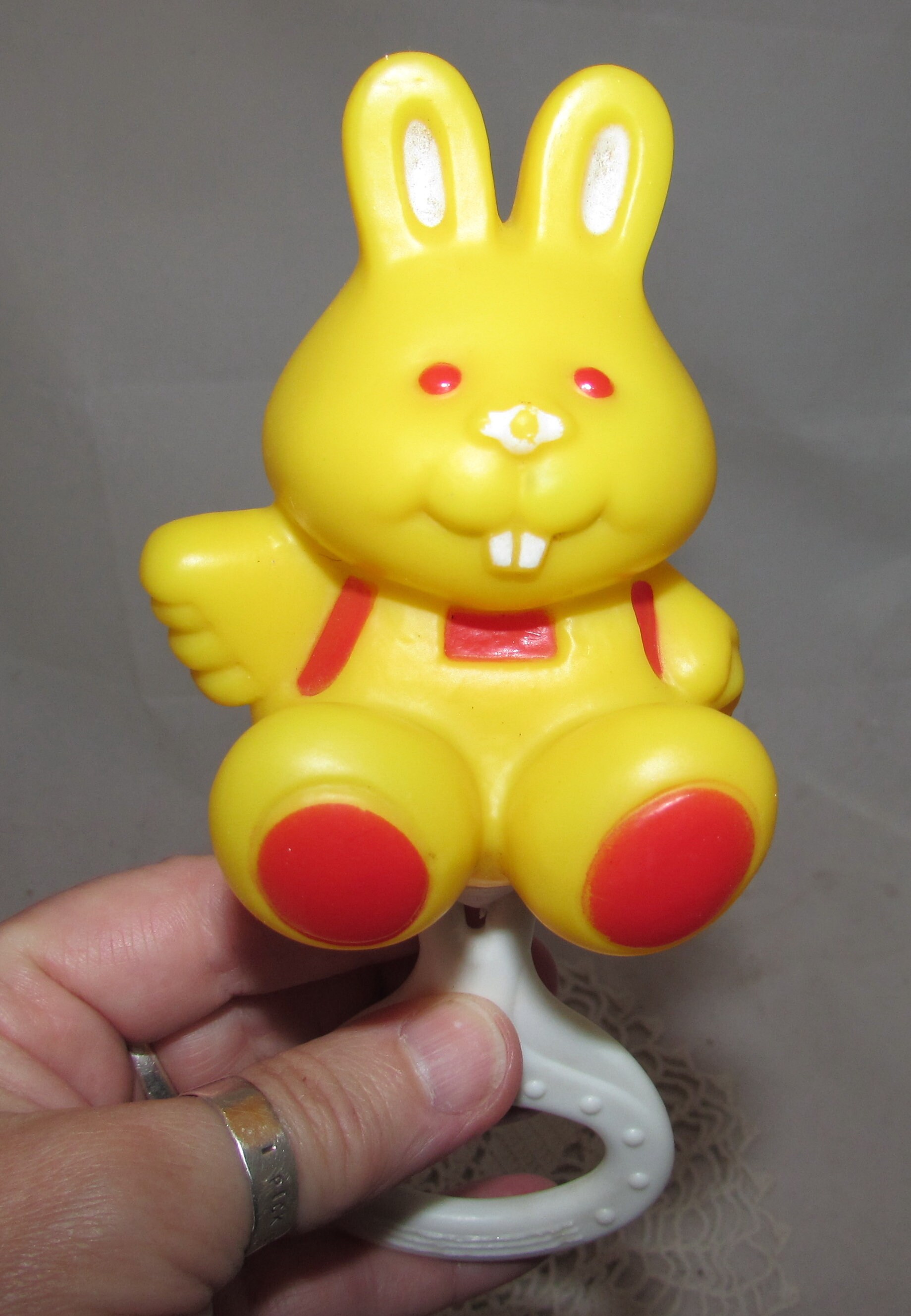 Vintage Yellow Squeak Toy Bunny Rabbit Baby Teether Ring by - Etsy UK