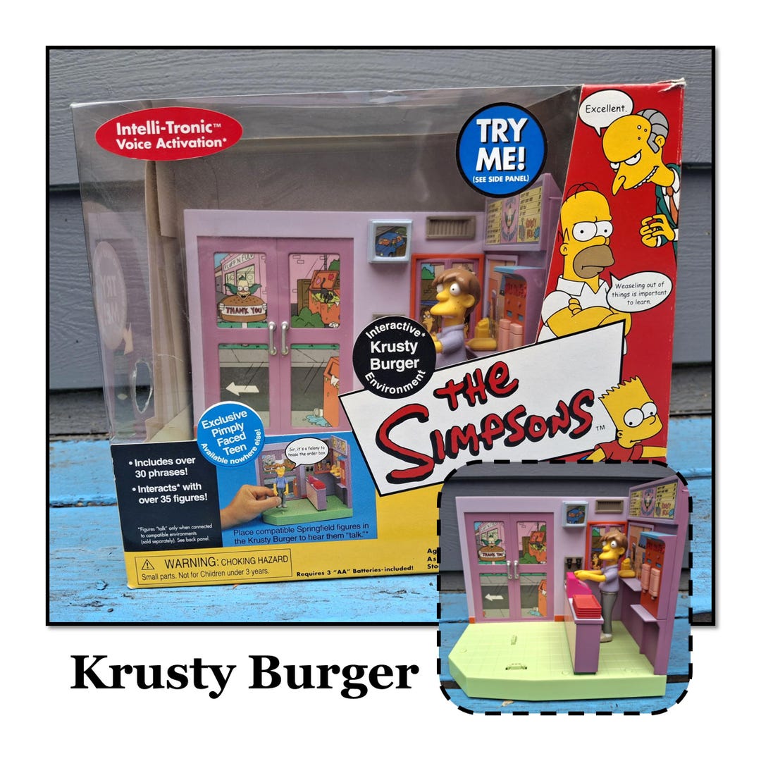 Vintage 2002 - Talking Krusty Burger Action Figure Playset With Pimply ...