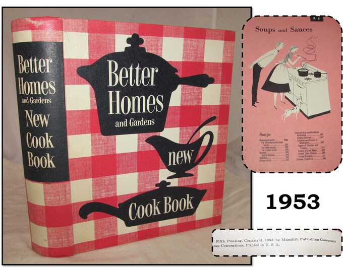 Vintage 1953 Hardcover Ringed Binder Cookbook, Better Homes and Gardens ...