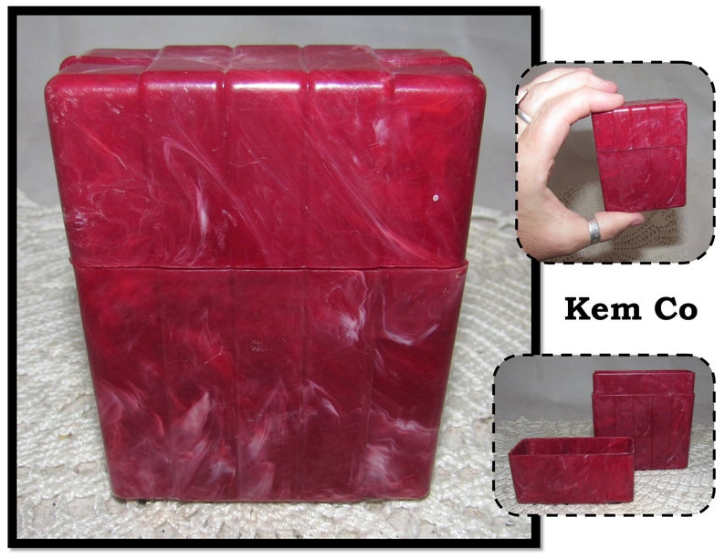Vintage Marbled Red & White Plastic Cigarette Box by Kem Co - Etsy