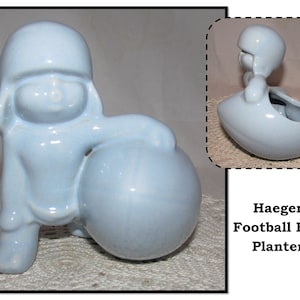 Vintage Blue Planter of Little Boy Football Player With Football by ...