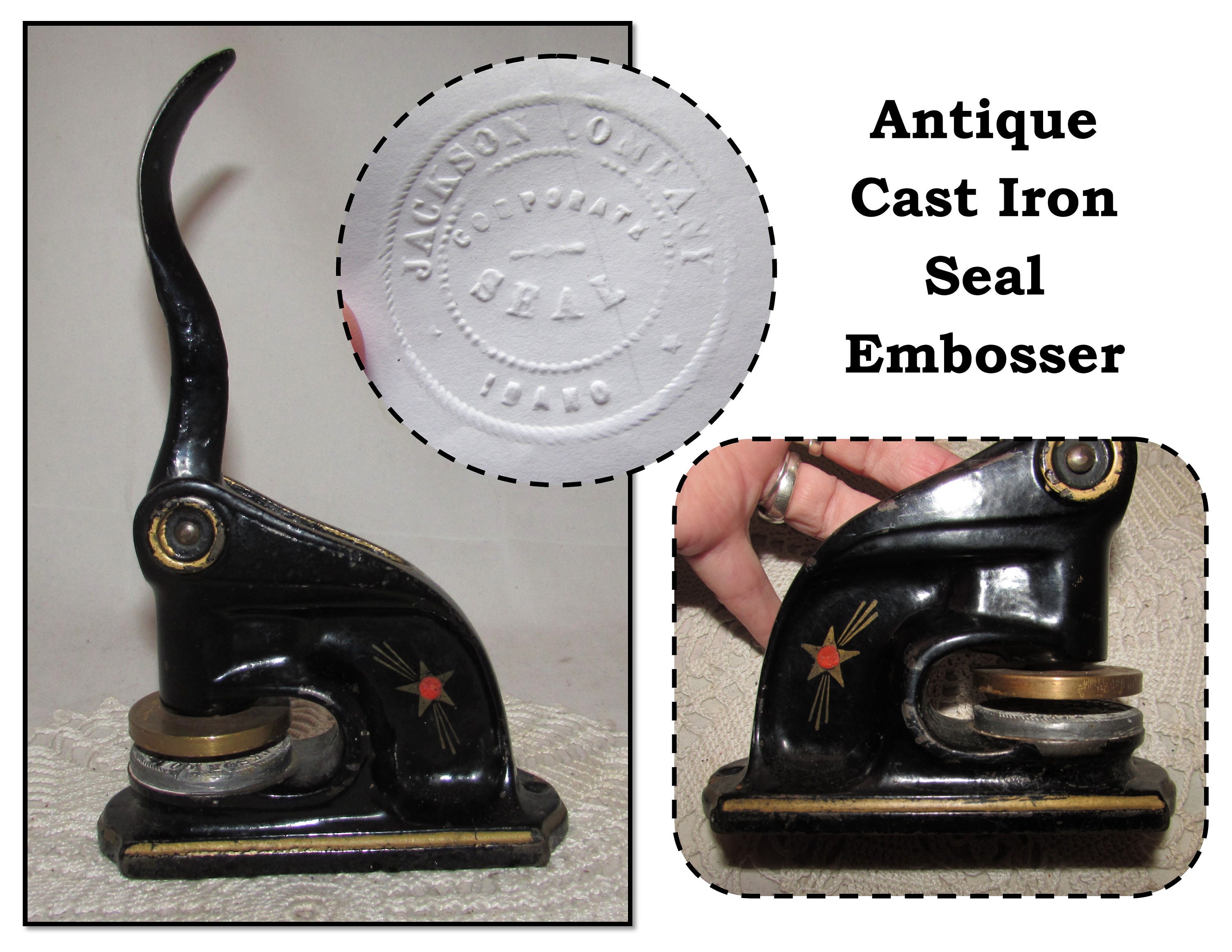 Antique Cast Iron Company Seal Embosser Jackson Company | Etsy