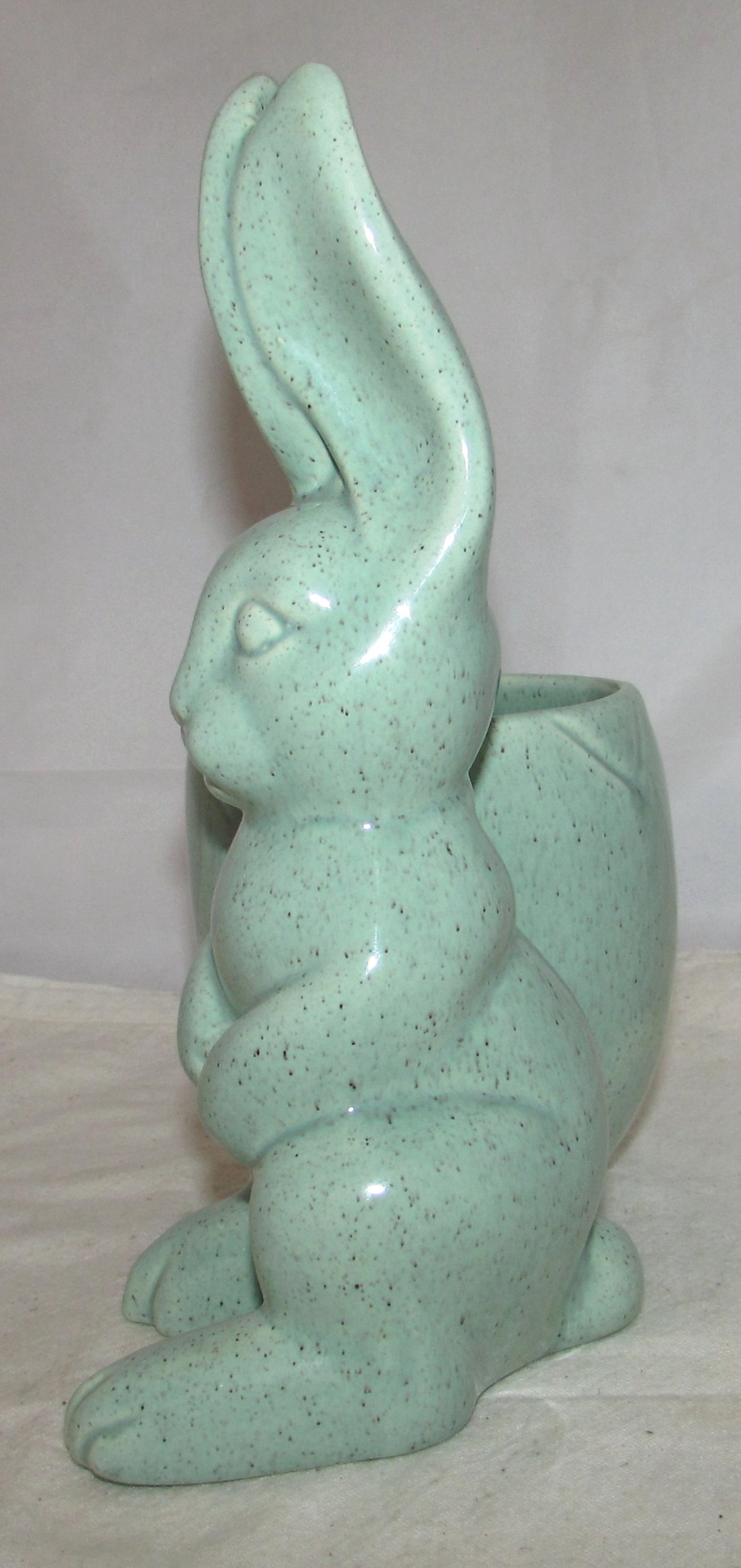 Vintage Speckled Celadon Green Ceramic Bunny Rabbit Planter by - Etsy