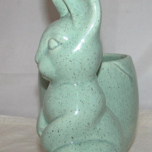 Vintage Speckled Celadon Green Ceramic Bunny Rabbit Planter by - Etsy