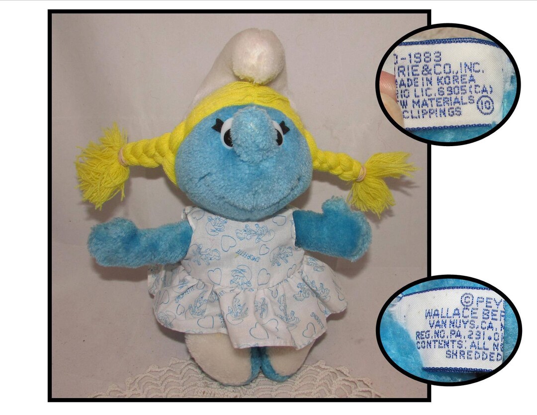 Vintage 1983 Stuffed Smurfette Toy From the Smurfs by Peyo - Etsy