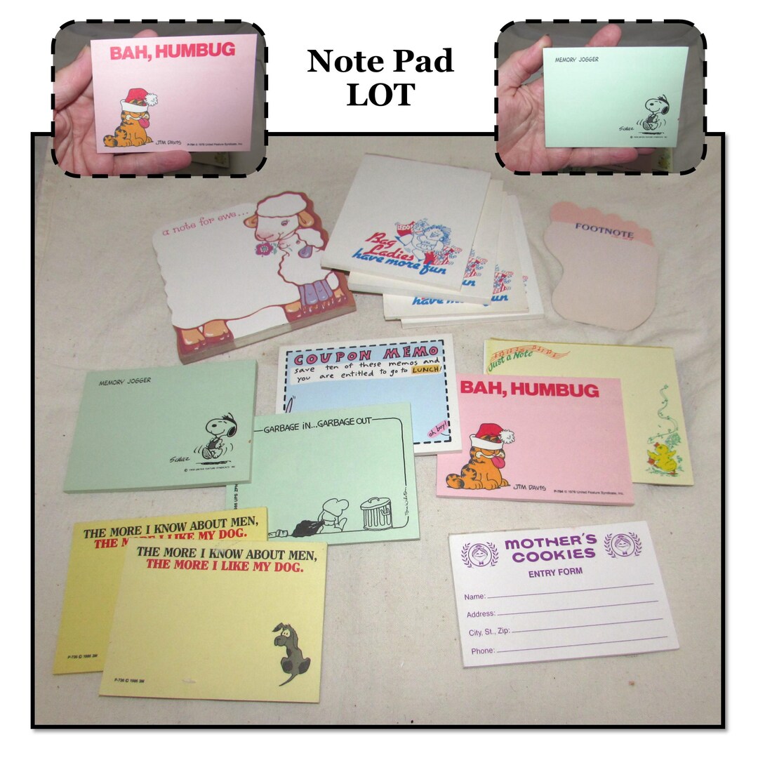 Random LOT - Vintage Note Pads and Post It Notes Pads - Ziggy, Snoopy ...