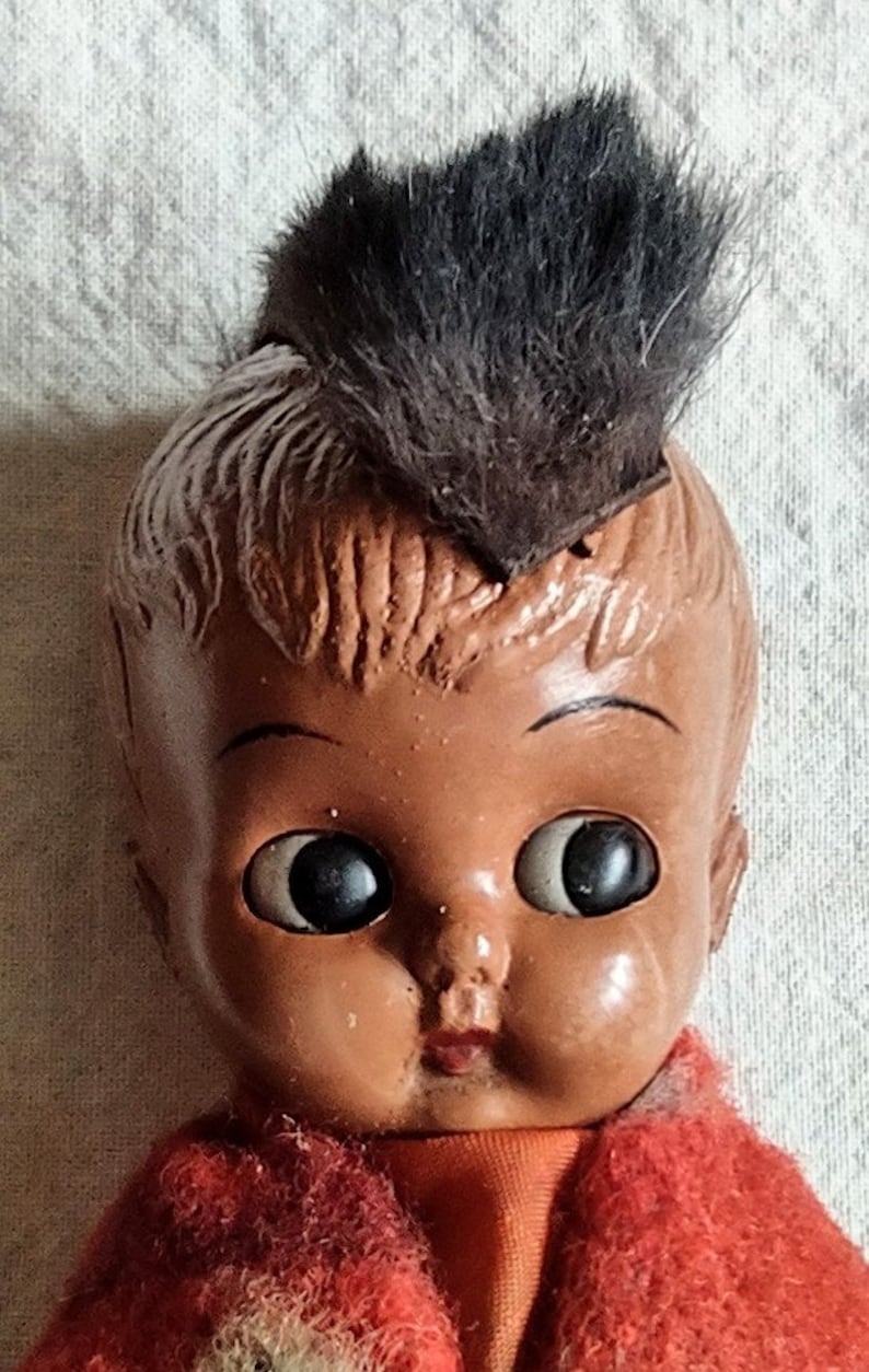 Vintage Hard Plastic Native American Boy Doll With Mohawk & Blanket by ...