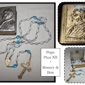 Vintage Book Shaped Pope Rosary Box, Pius XII Pontifex Maximus With ...