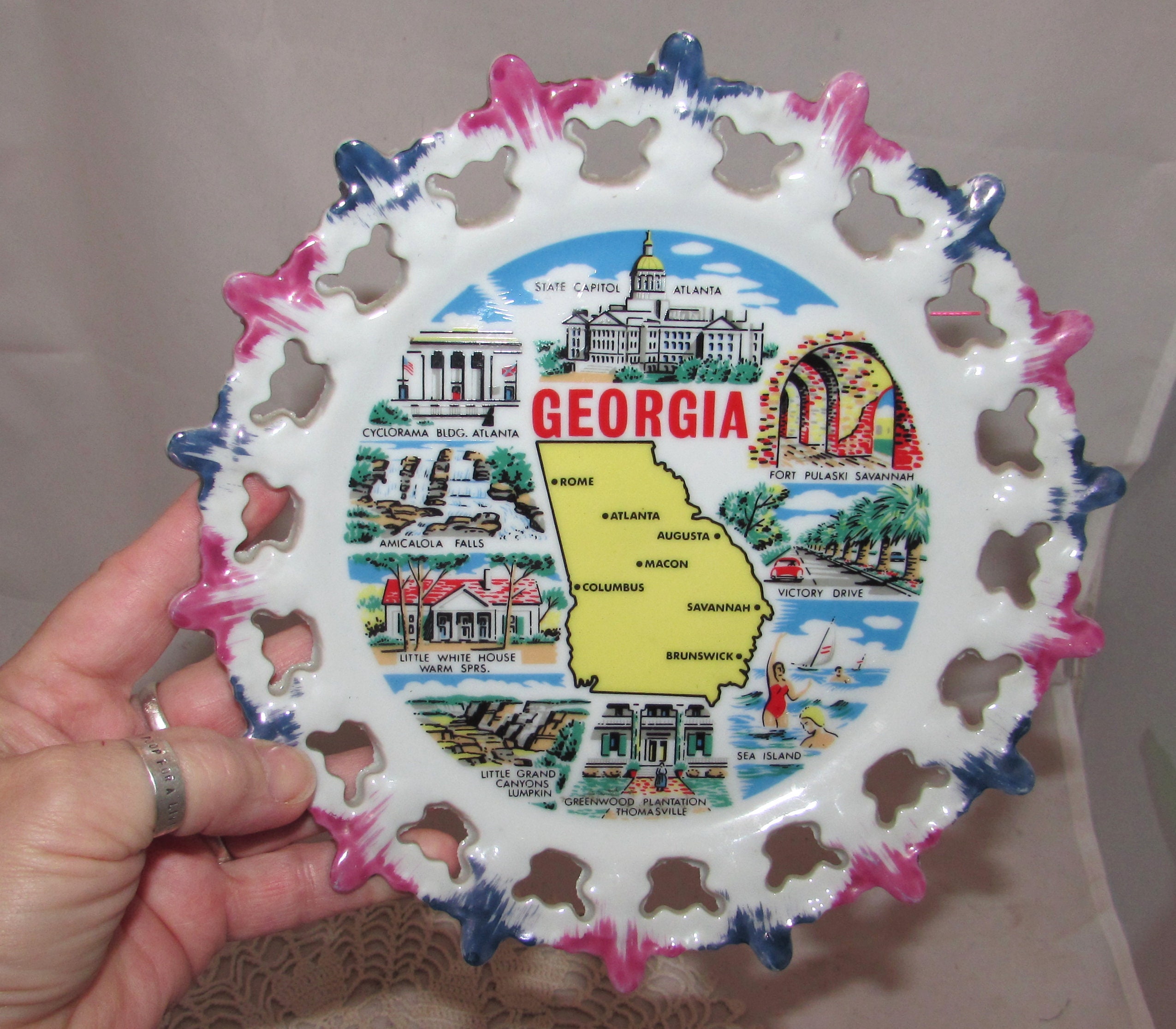 Vintage Souvenir Georgia State Porcelain Plate Wall Plaque by | Etsy