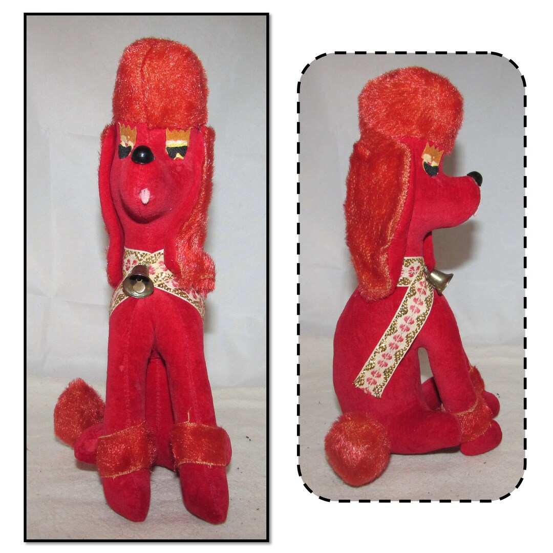 Vintage Red Velvet Christmas Poodle Puppy Dog With Bell by Dakin, Dream ...