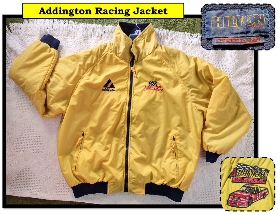 Vintage Bright Yellow Racing Pit Crew Jacket, Fleece Lined, Addington ...
