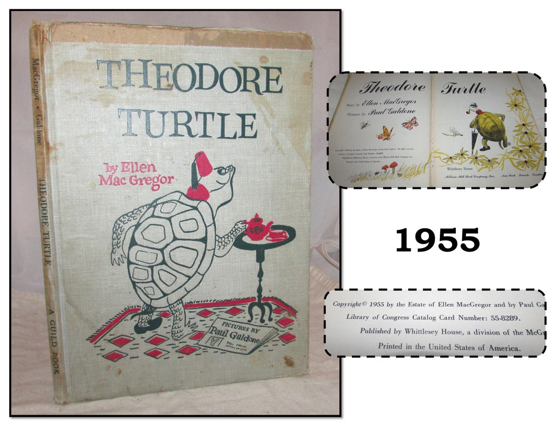Vintage 1955 Hardcover Childrens Book, Theodore Turtle by Ellen ...