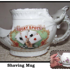 Antique Porcelain Shaving Mug Lucky Spots Playing Cards & | Etsy