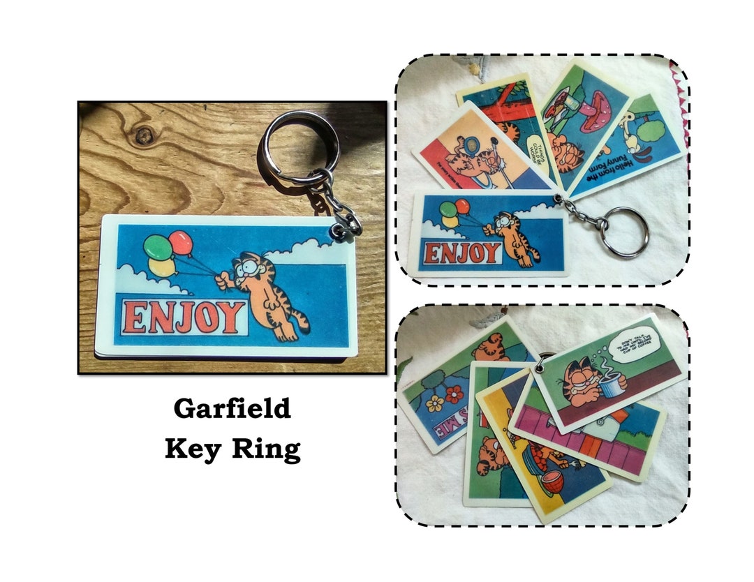 Vintage Garfield Double Sided Comics Keychain Ring, Enjoy, in Original ...