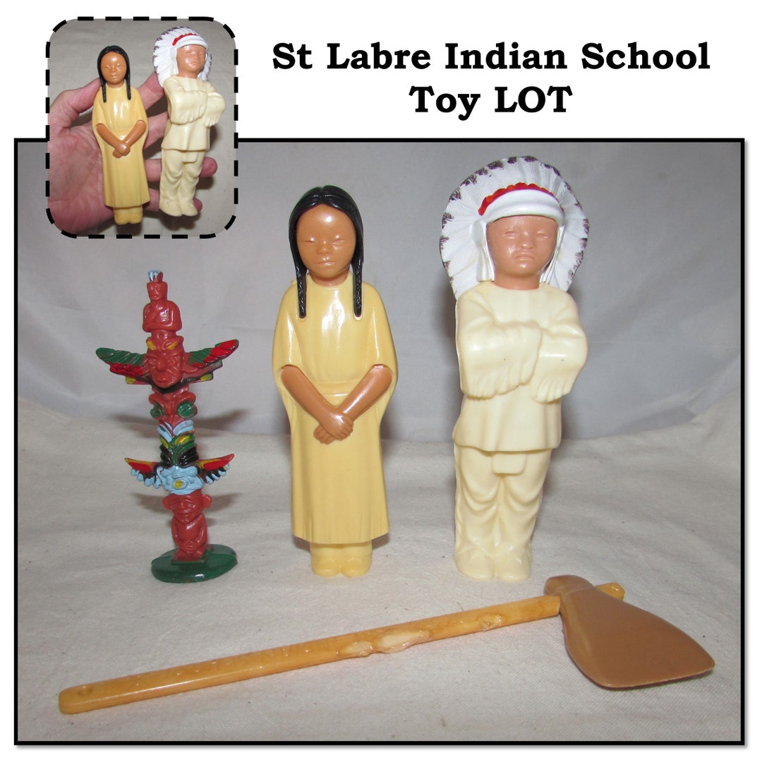 4 - Vintage Plastic Toys From St Labre Indian School, Chief, Squaw ...