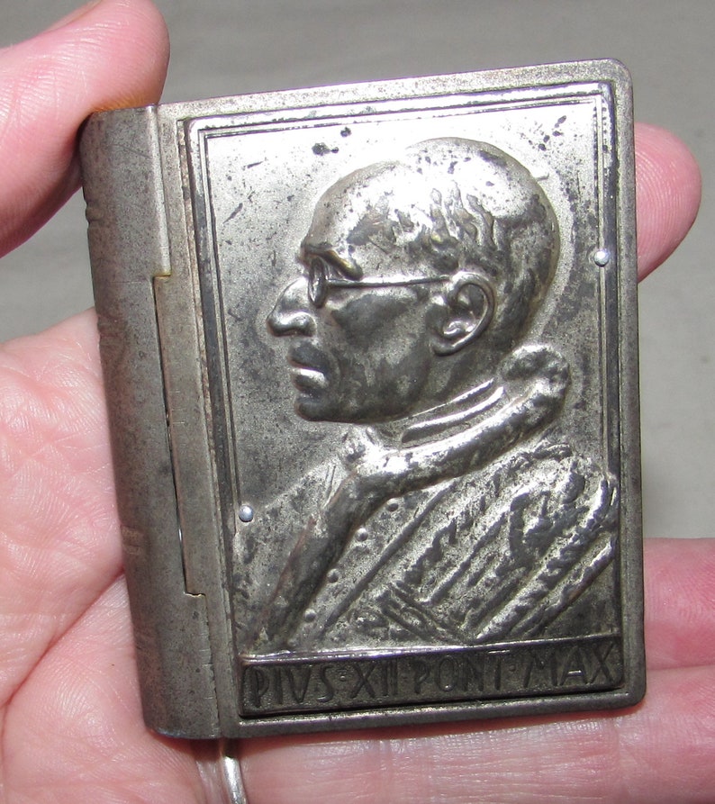 Vintage Book Shaped Pope Rosary Box, Pius XII Pontifex Maximus With ...