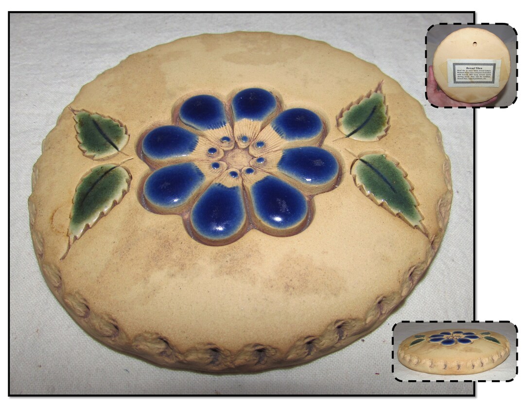 Vintage Pottery Bun or Bread Warmer Stone With Flower by Nan-co ...