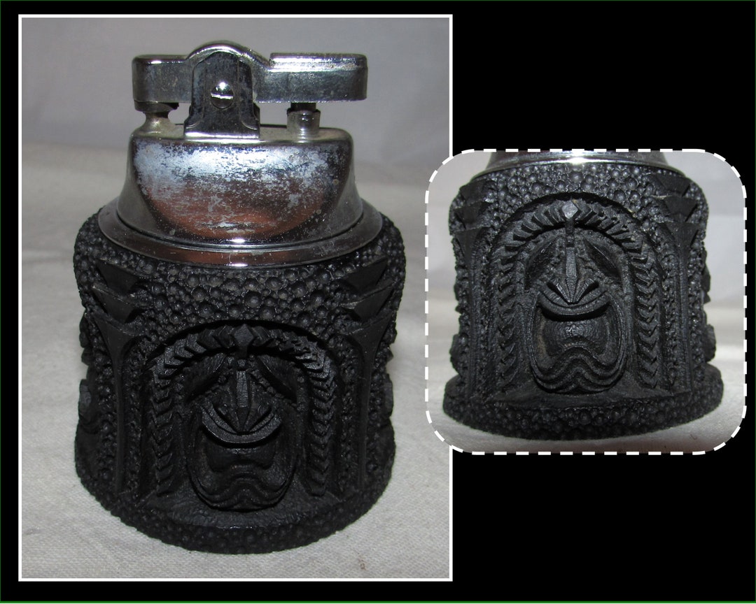 Vintage Black Composite Tabletop Cigarette Lighter, Hawaiian Tiki Gods ...