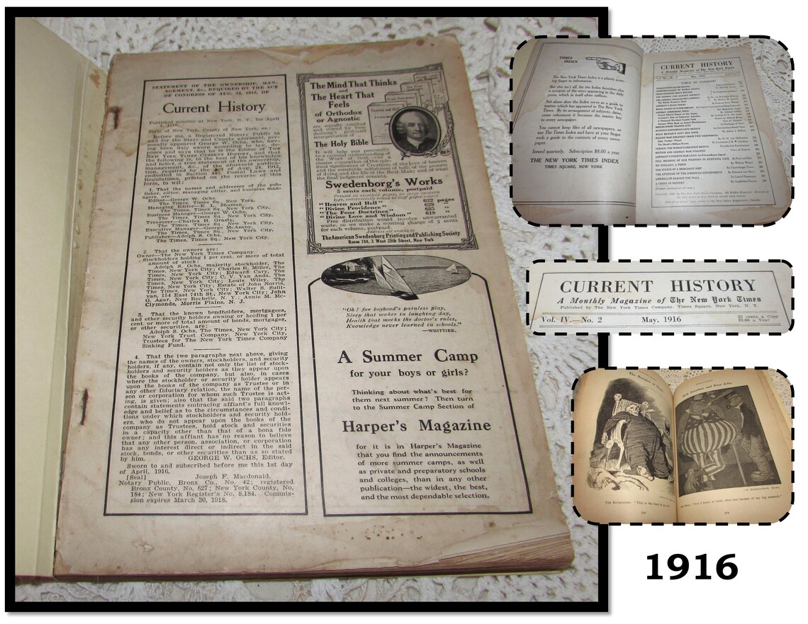 Antique May 1916 Current History Magazine by New York Times | Etsy